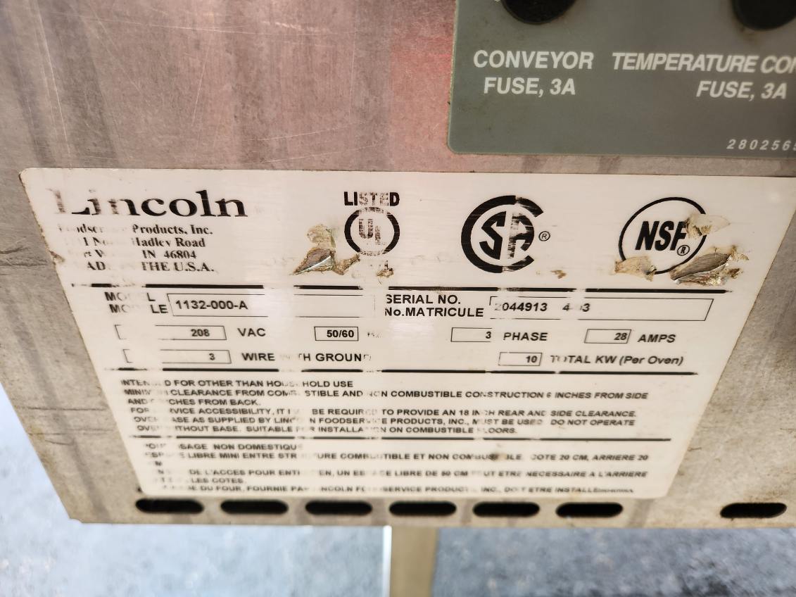 Lincoln Impinger 1132 Double Stack Conveyor Oven Pizza Equipment Company