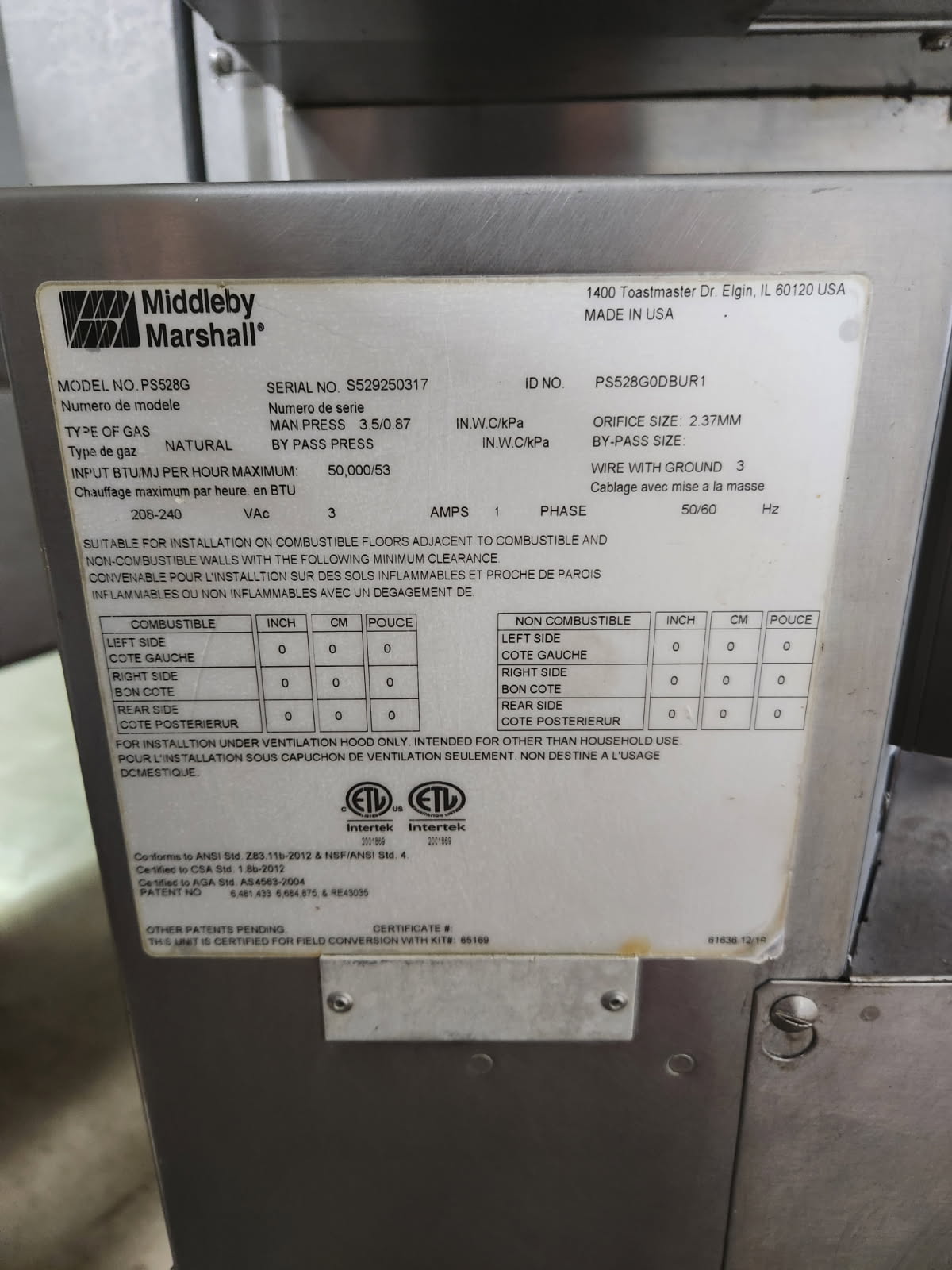 Middleby Marshall 528 Triple Stack Conveyor Oven Pizza Equipment Company